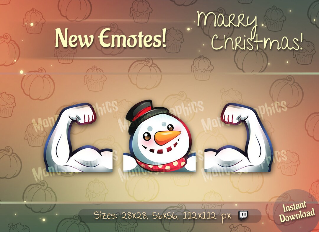 Twitch Christmas Snowman Muscle Emote / Cute Winter Macho Emote for ...