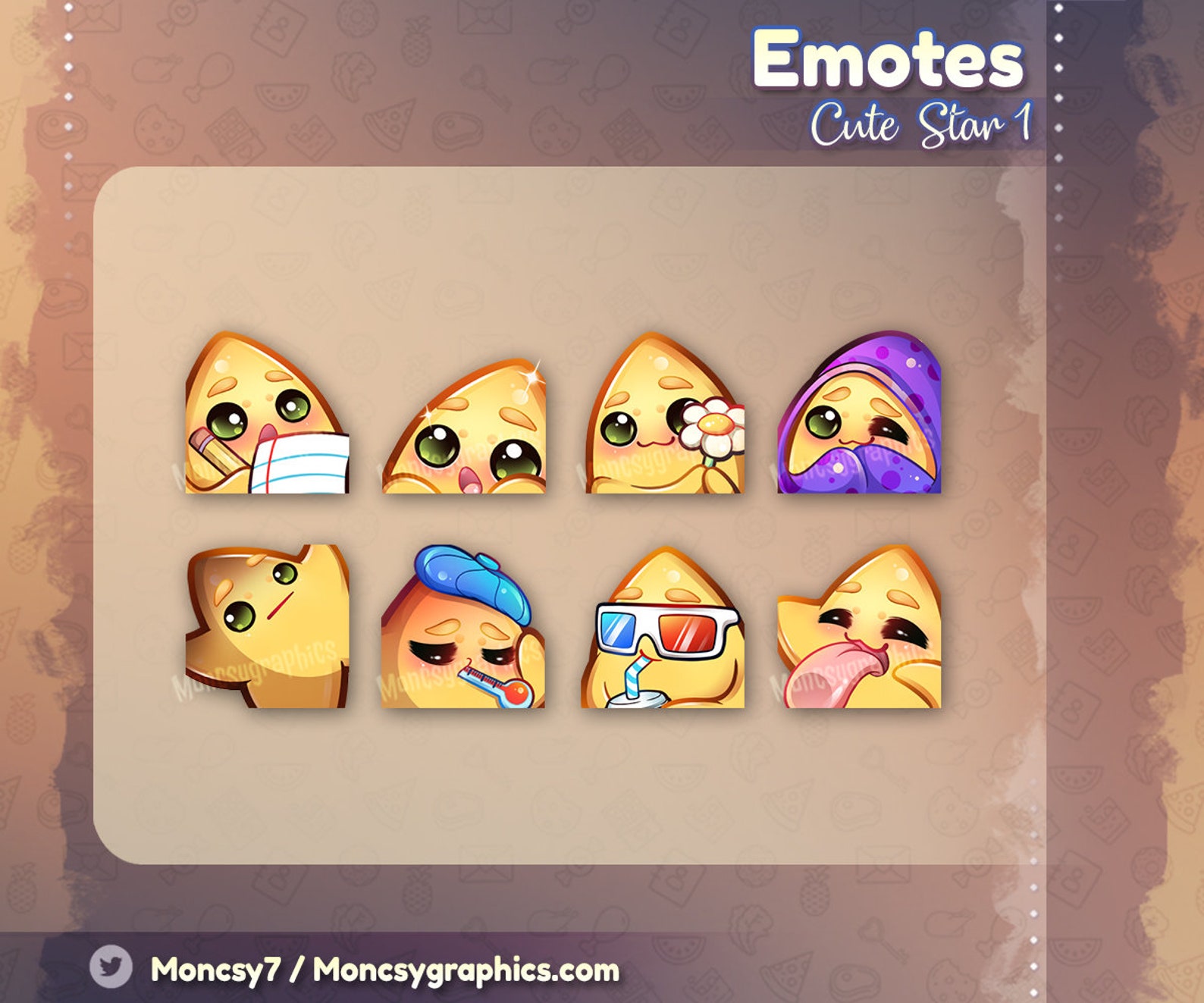 Twitch Emotes // Cute Star Chibi Emotes for Streamers / 8x Kawaii Star ...