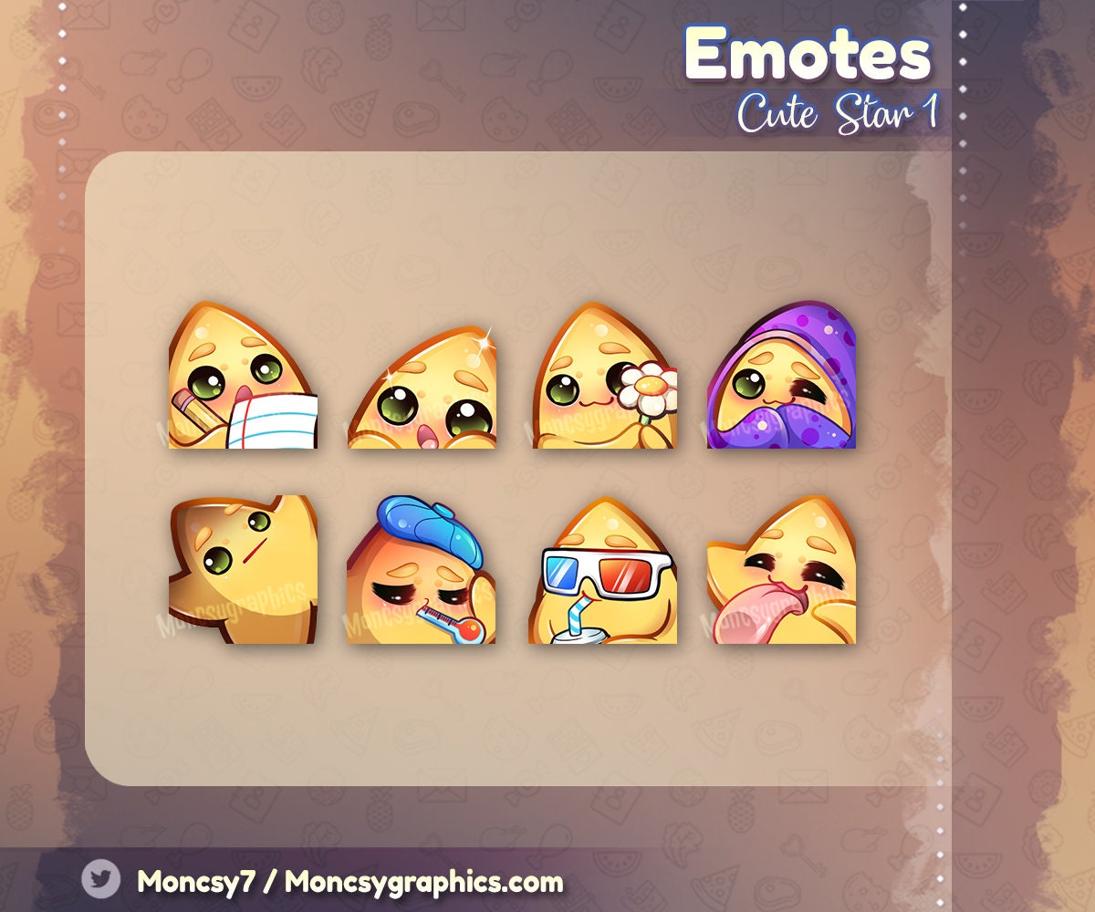 Twitch Emotes // Cute Star Chibi Emotes for Streamers / 8x Kawaii Star ...