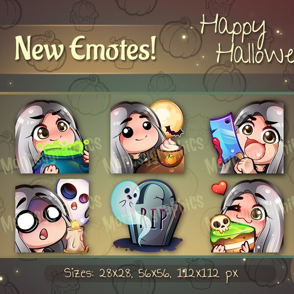 Twitch Halloween Girl Emotes / Cute Chibi Ginger Hair Emotes for ...