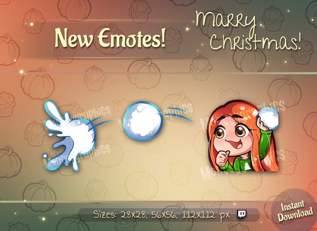 Twitch Christmas Snowball Girl Emote / Cute Kawaii Snowball Girl Emote ...
