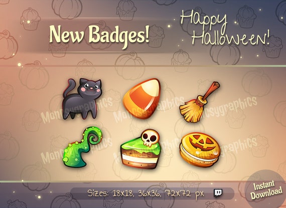 Digital Twitch halloween sub bit badges Halloween muffin badges for ...