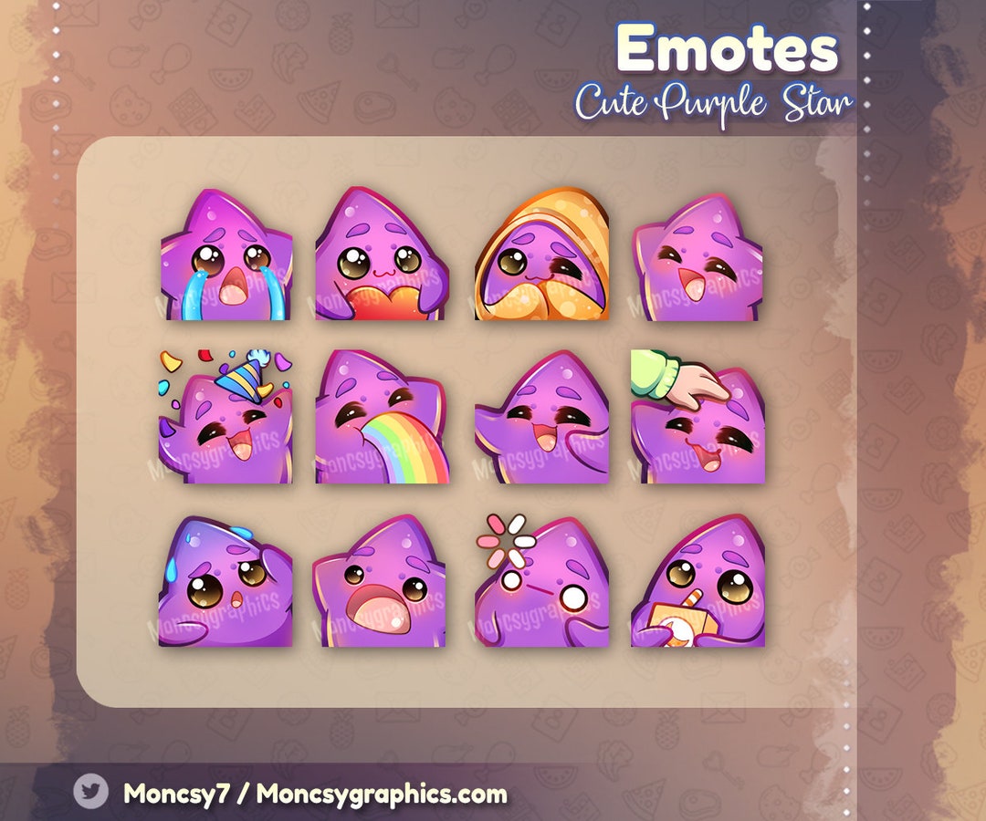 Twitch Emotes / Cute Purple Star Chibi Emotes for Streamers / 12x ...
