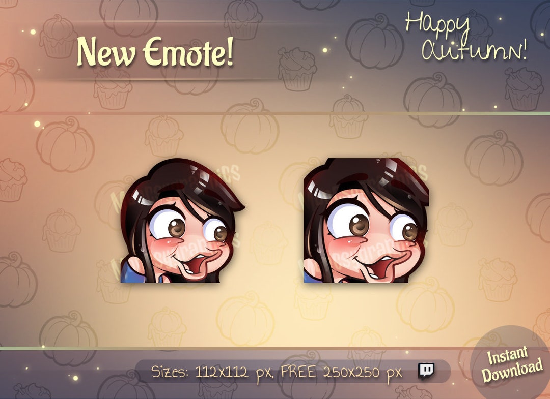 Twitch Cute Pog Emote/ Black Hair, Brown Eyes Girl Chibi Emotes for ...
