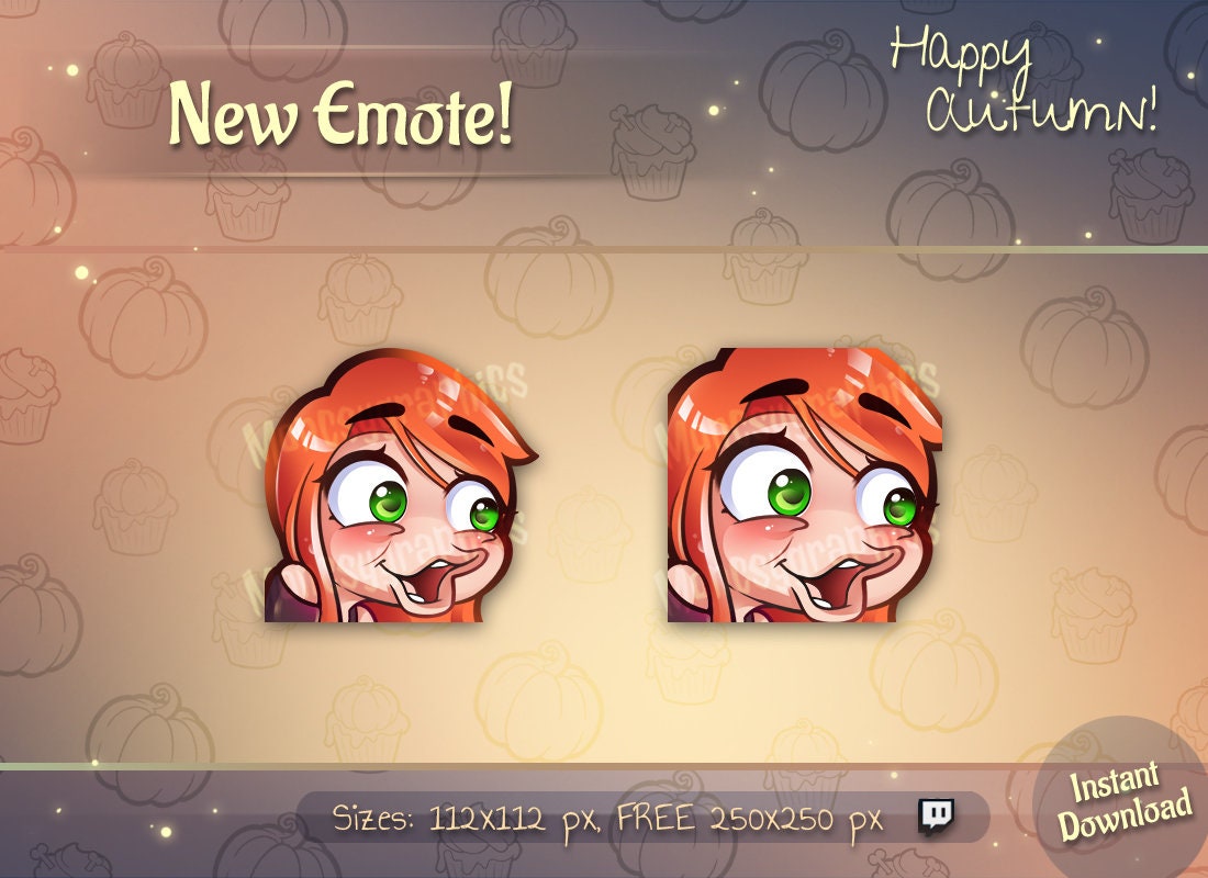 Twitch Cute Pog Emote/ Ginger Hair, Green Eyes Girl Chibi Emotes for ...