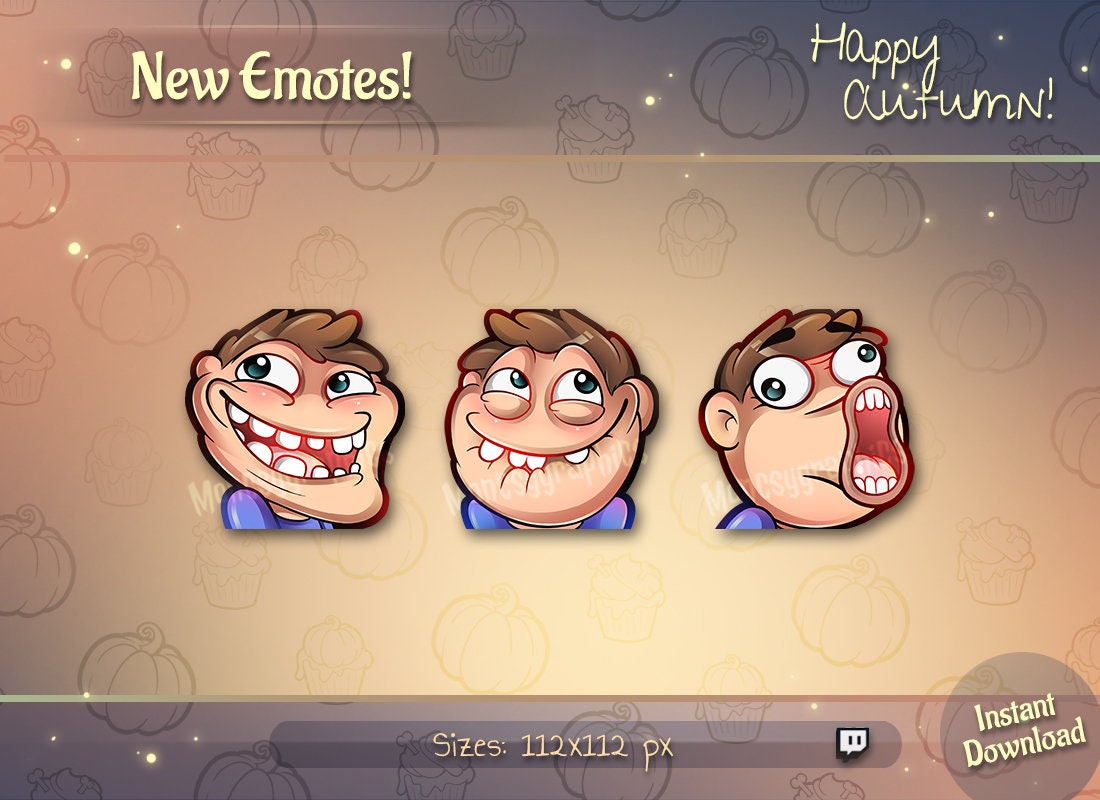 Twitch Emotes // Brown Hair Troll Chibi Emotes for Streamers / - Etsy