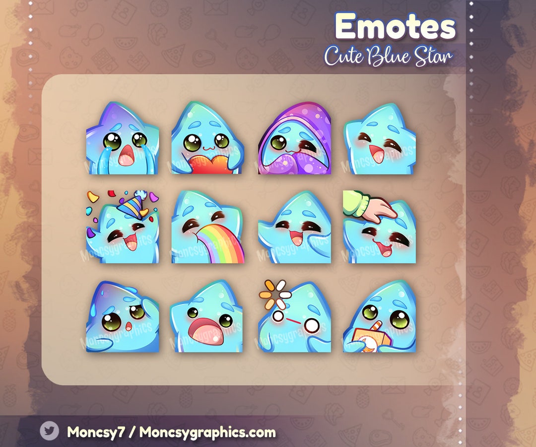 Twitch Emotes / Cute Blue Star Chibi Emotes for Streamers / 12x Kawaii ...