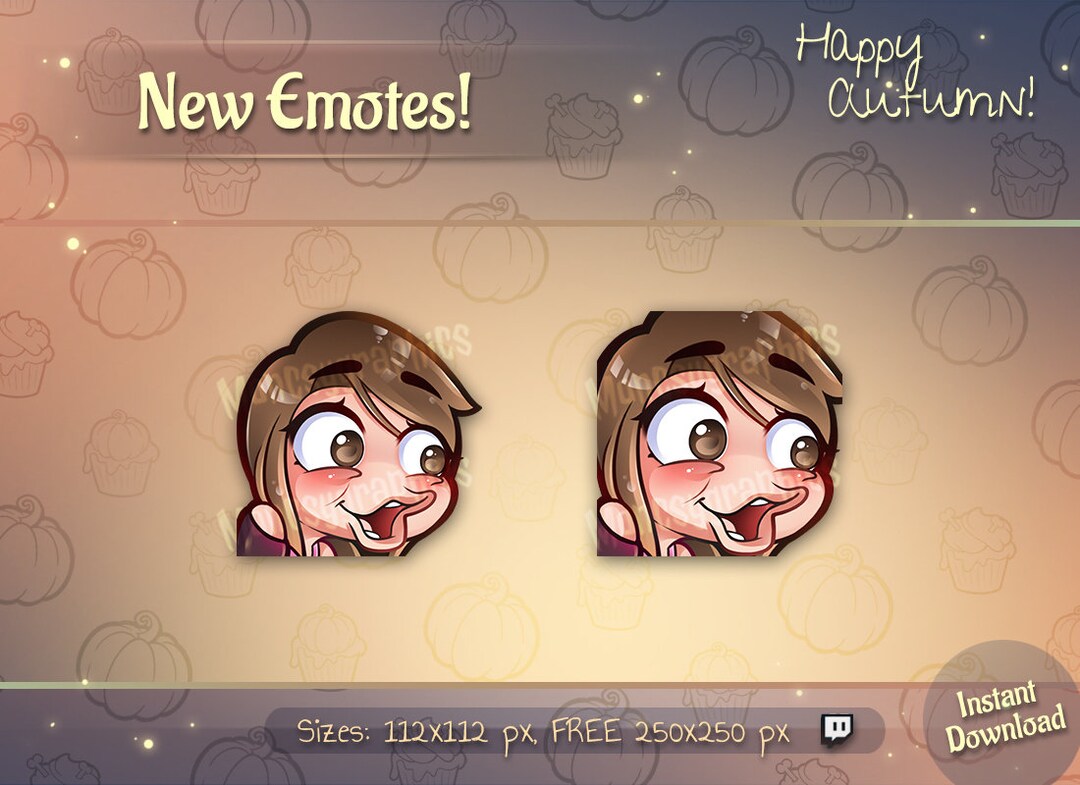 Twitch Cute Pog Emote/ Brown Hair, Brown Eyes Girl Chibi Emotes for ...