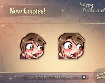 Twitch Emotes Cute Chibi Girl Brown Hair BONK Emote - Etsy