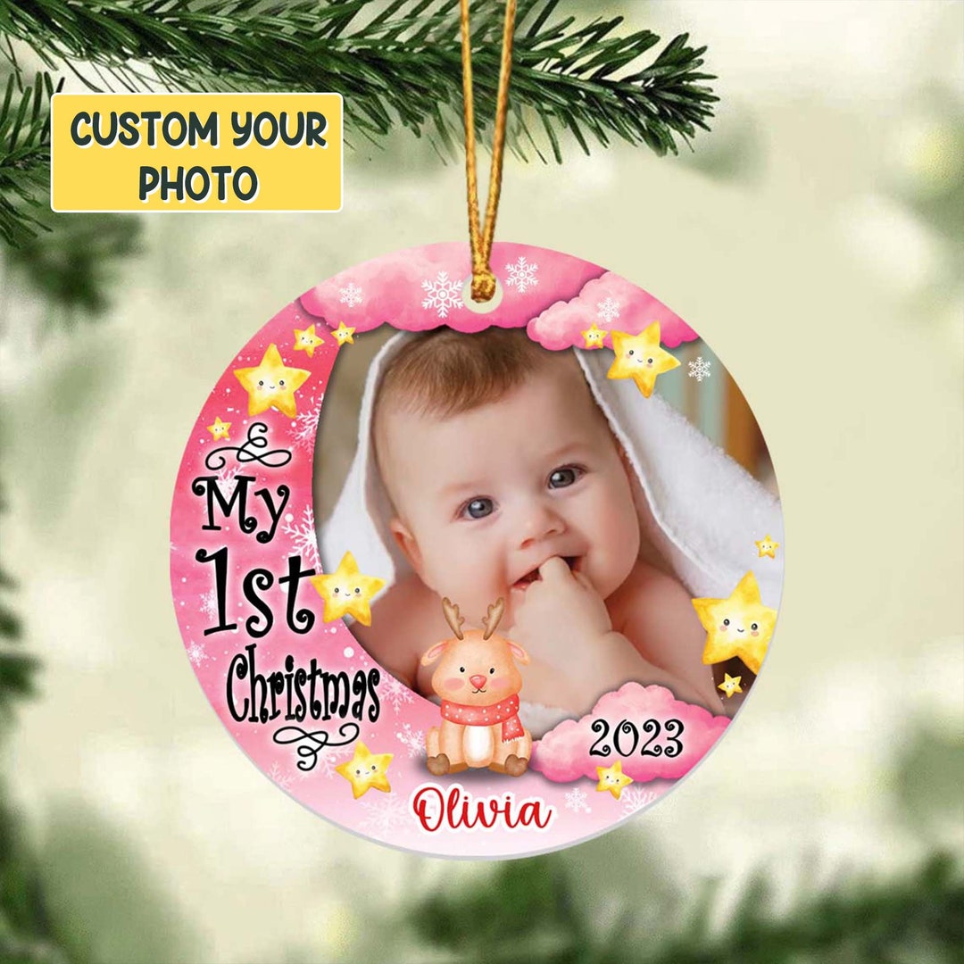 My 1st Christmas Ornament Custom Photo Baby Ornament First - Etsy