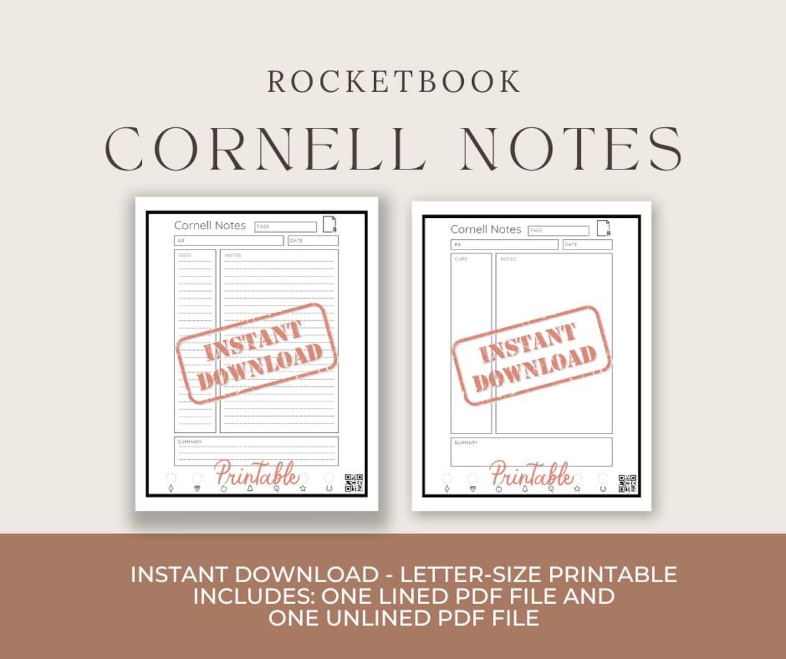 Rocketbook Cornell Notes - Letter Size - Digital Download - Etsy