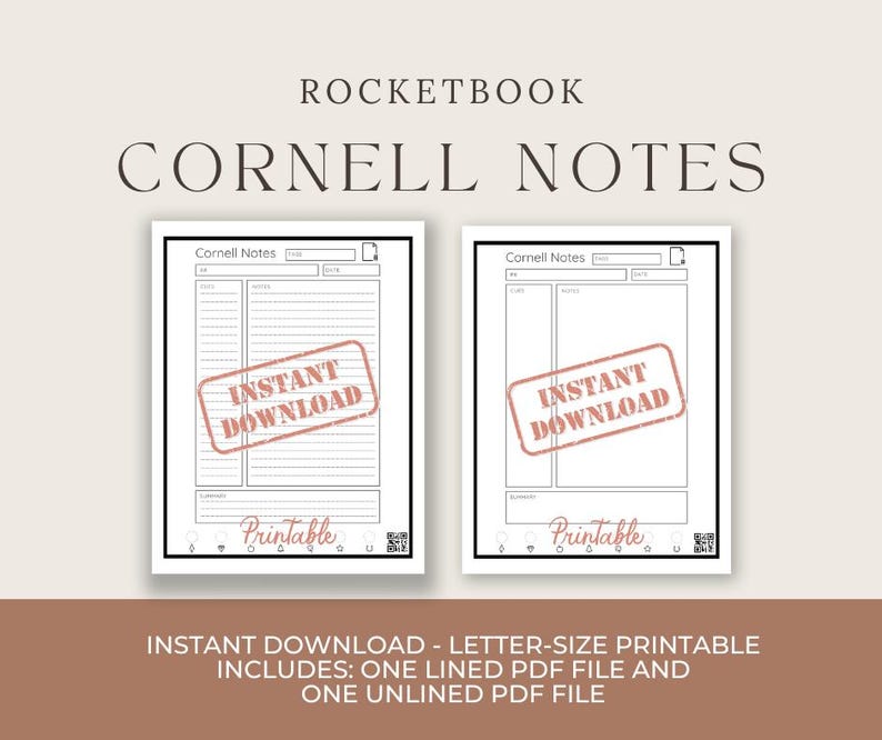 Rocketbook Cornell Notes - Letter Size - Digital Download - Etsy