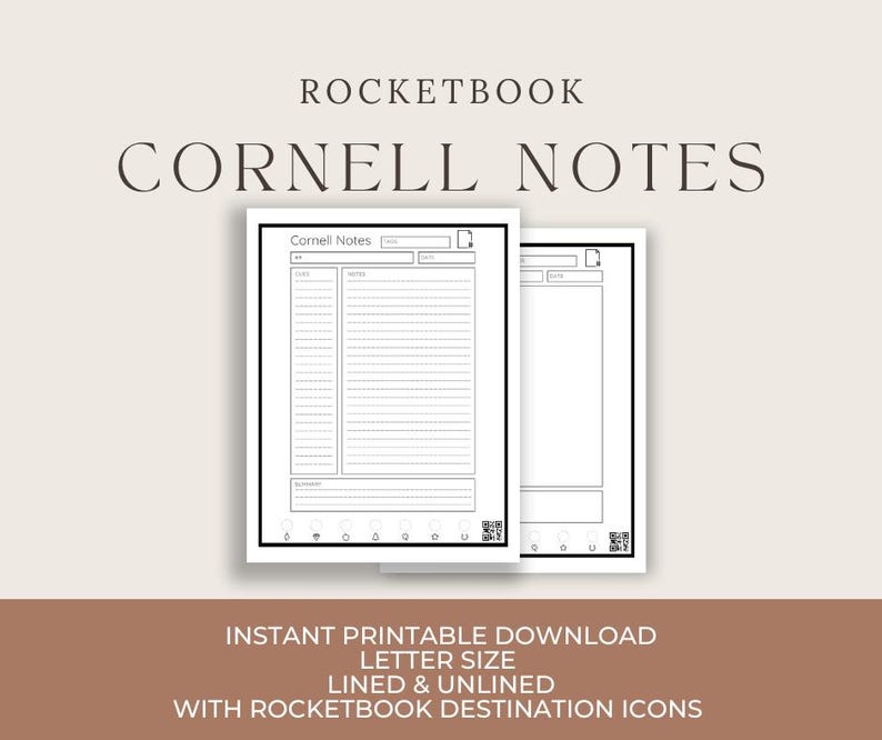 Rocketbook Cornell Notes - Letter Size - Digital Download - Etsy