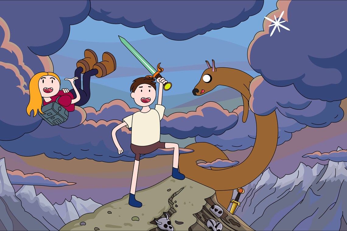 Adventure Time Style Portrait. Custom Portrait Personalized | Etsy