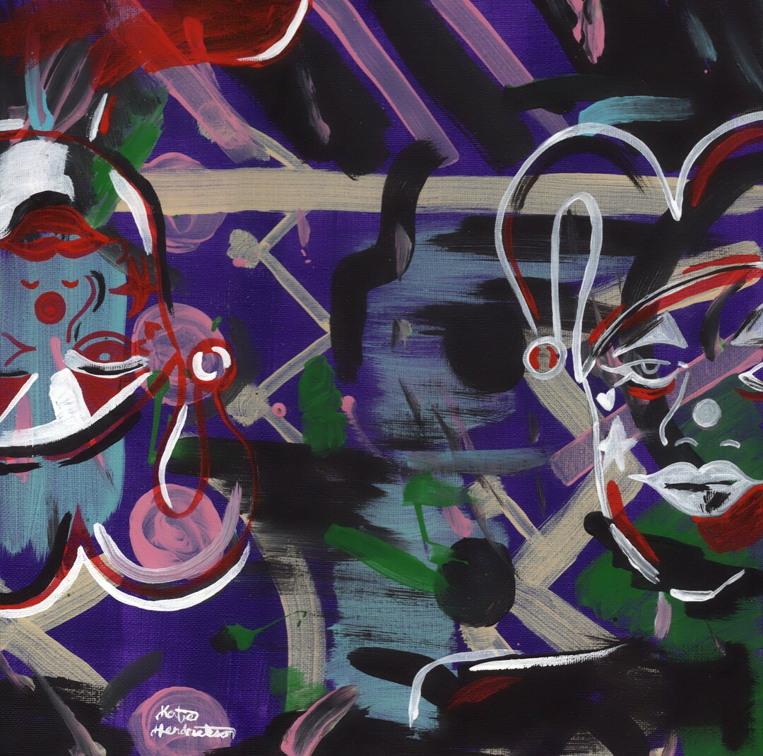 Original Abstract Jester Art, Hand-painted Acrylic Canvas Painting by ...