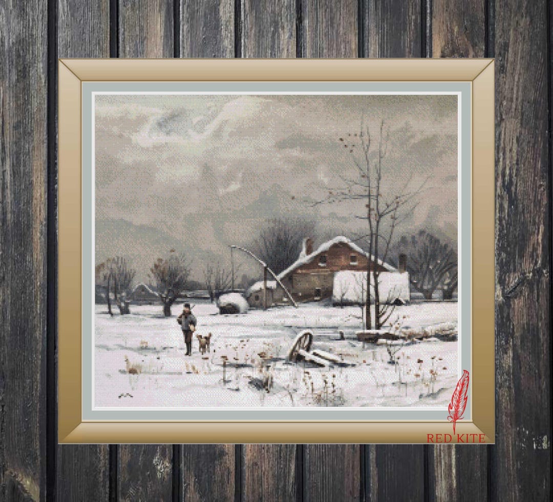 Winter Landscape Cross Stitch Pattern - Barn Scene, Full Coverage - Etsy