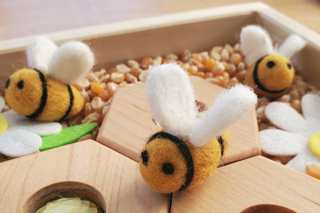 Felt Honey Bees Loose Parts / Handcrafted Wool Needle Felted Mini Bees ...