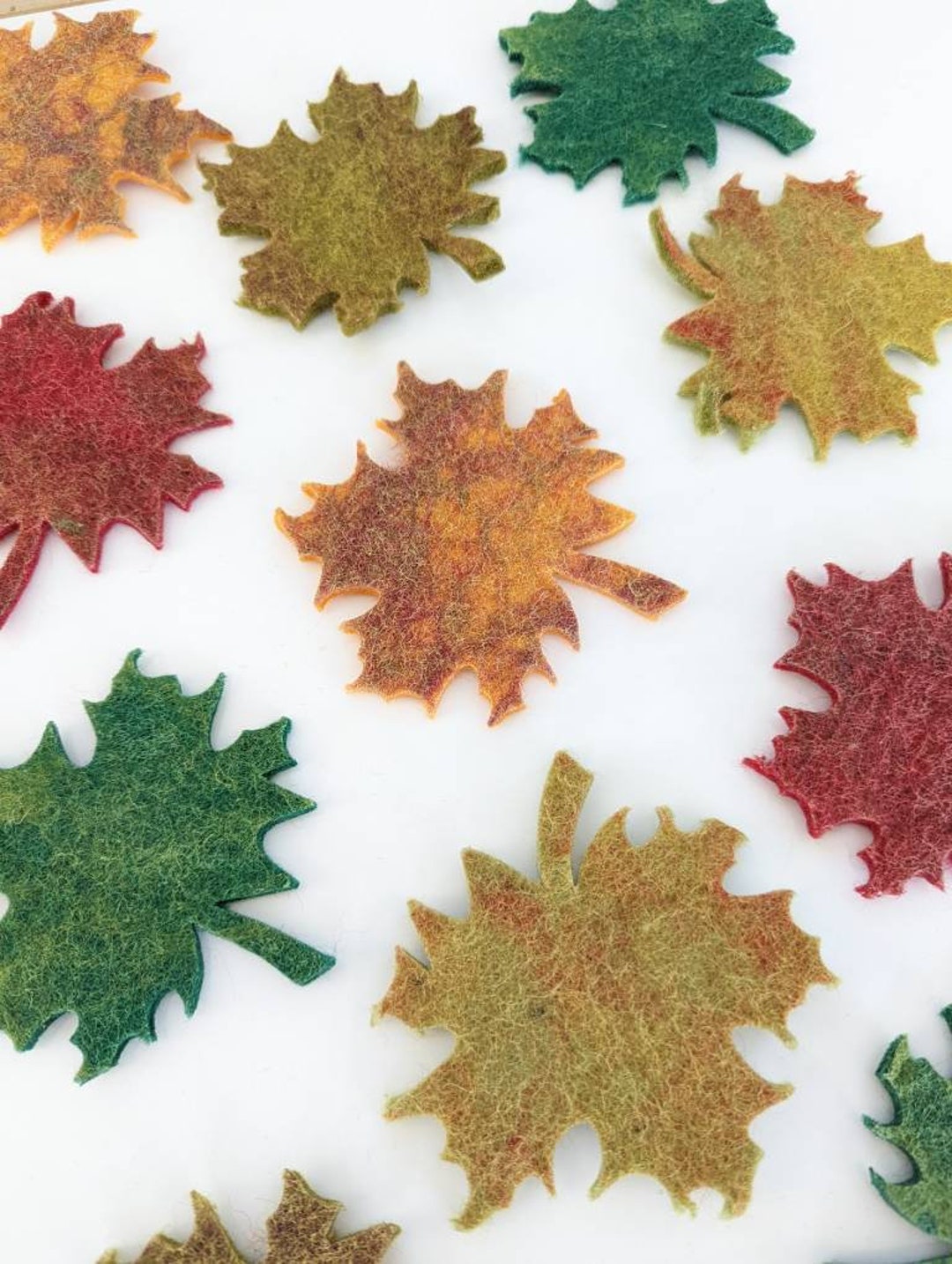Felt Maple Leaves Loose Parts for Sensory Bin Decorations Garlands / Needle Felted Maple Leaf ...