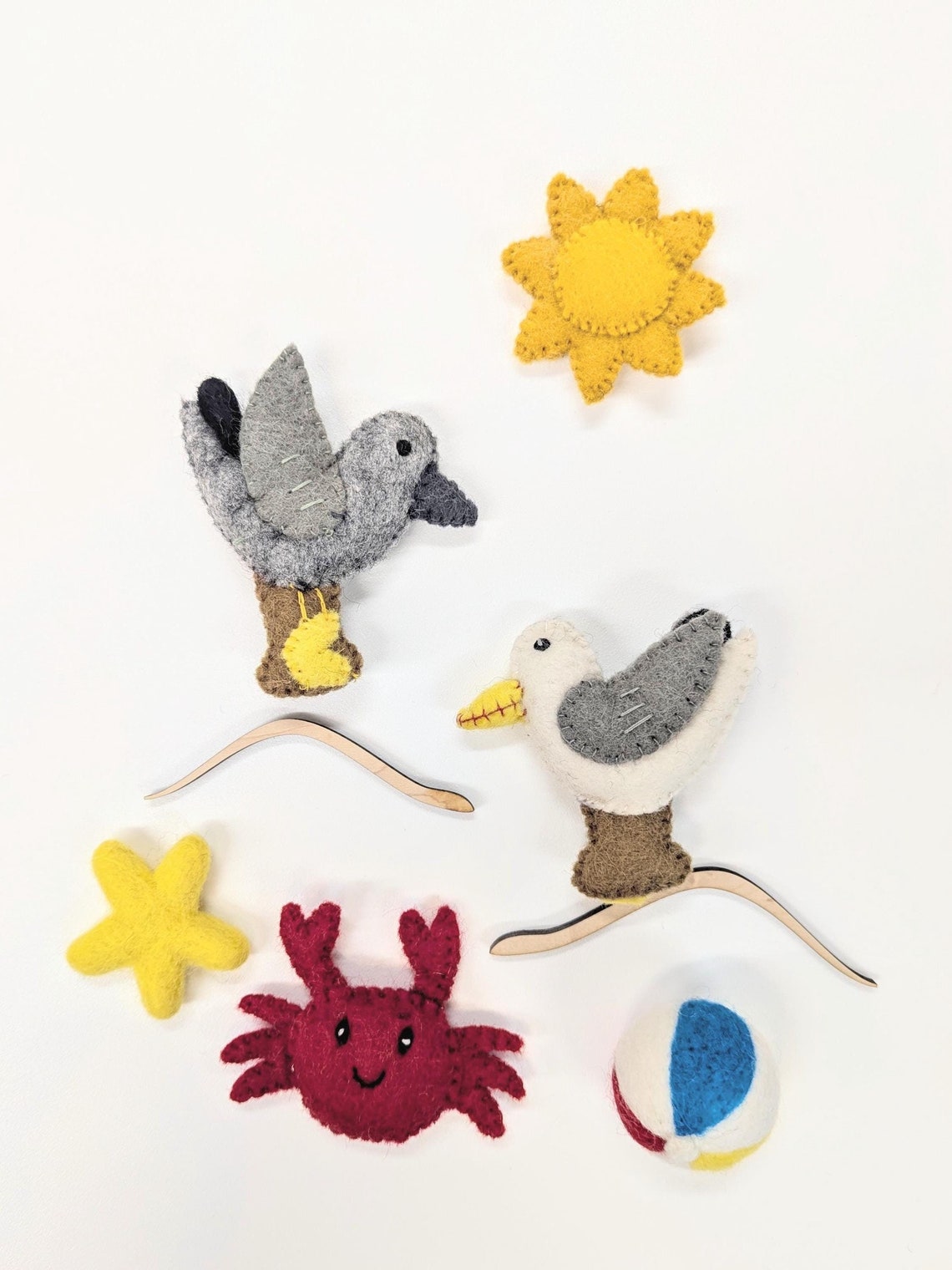 Felt Seagull Birds Male Female / Needle Felted Seagulls Pretend Play ...