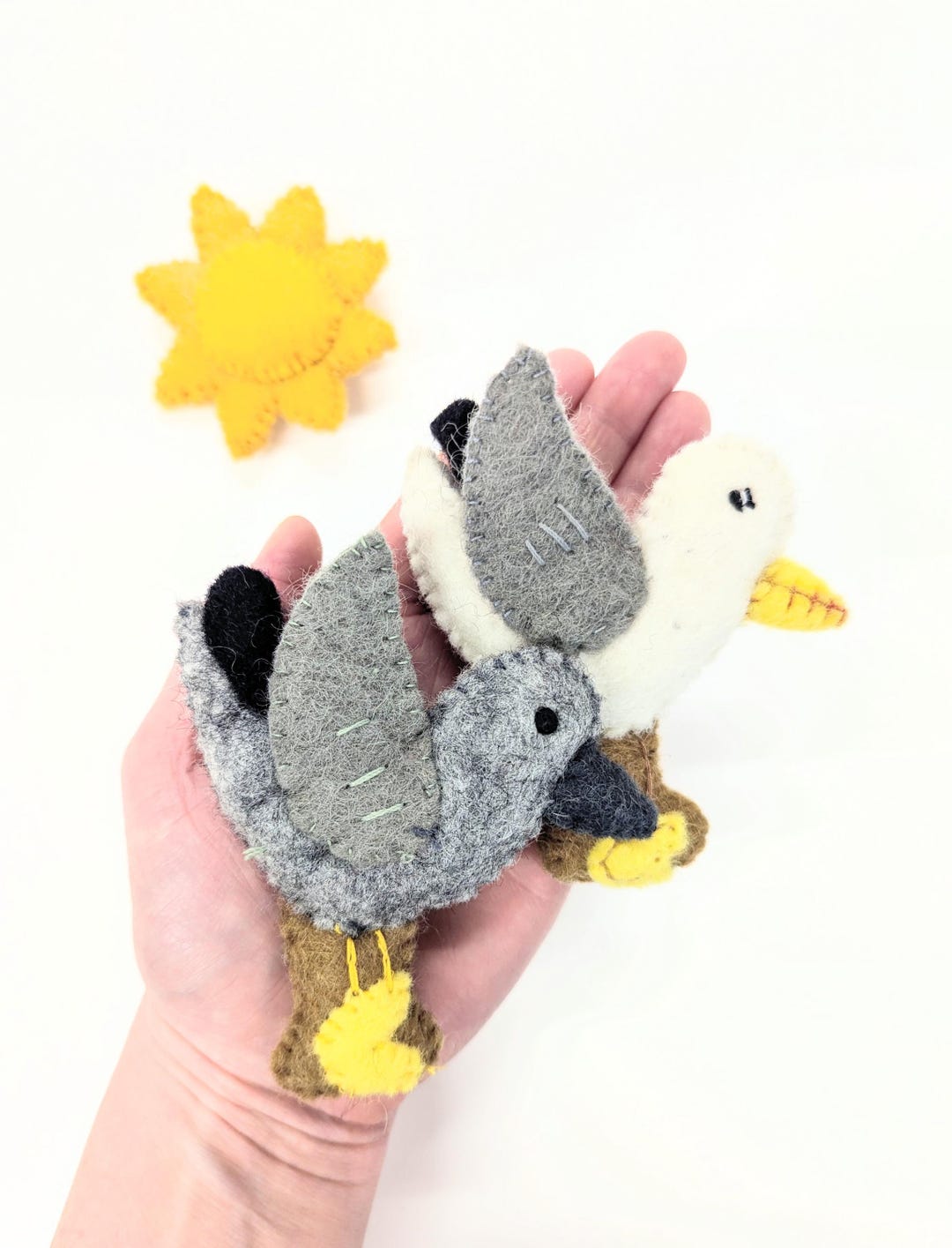 Felt Seagull Birds Male Female / Needle Felted Seagulls Pretend Play ...