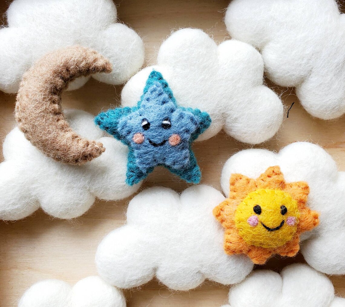 Felt Weather Set / Needle Felted Wool Montessori Weather Chart Loose ...