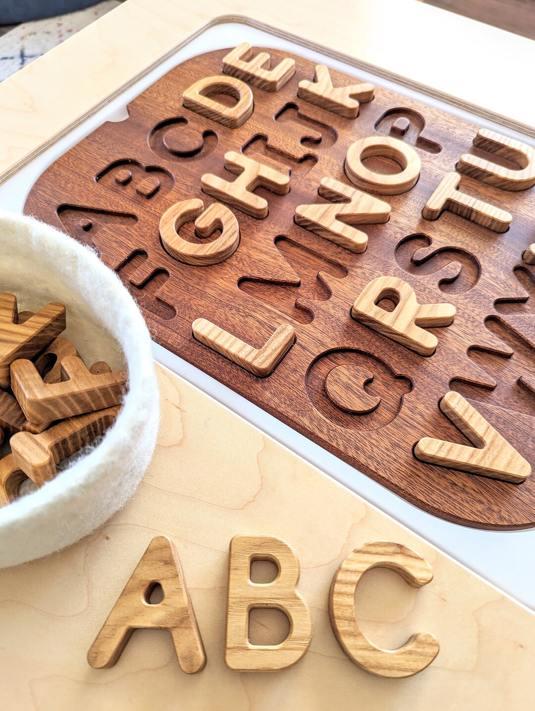 Wood Alphabet Puzzle / Wooden Alphabet / Montessori Alphabet / Alphabet ...