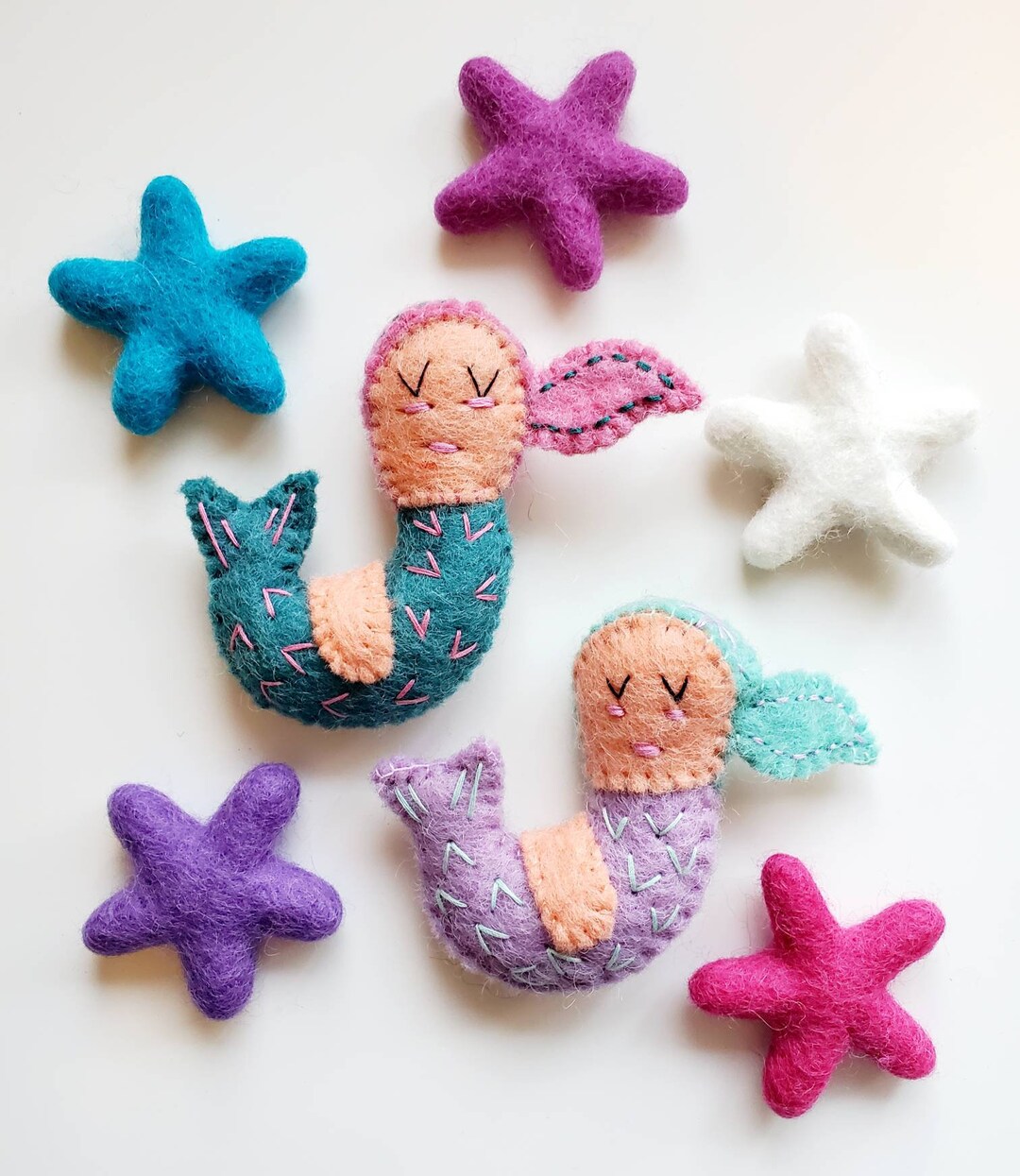 Felt Mermaid / Felted Wool Mermaid Doll / Mermaids Sensory Bin Loose ...