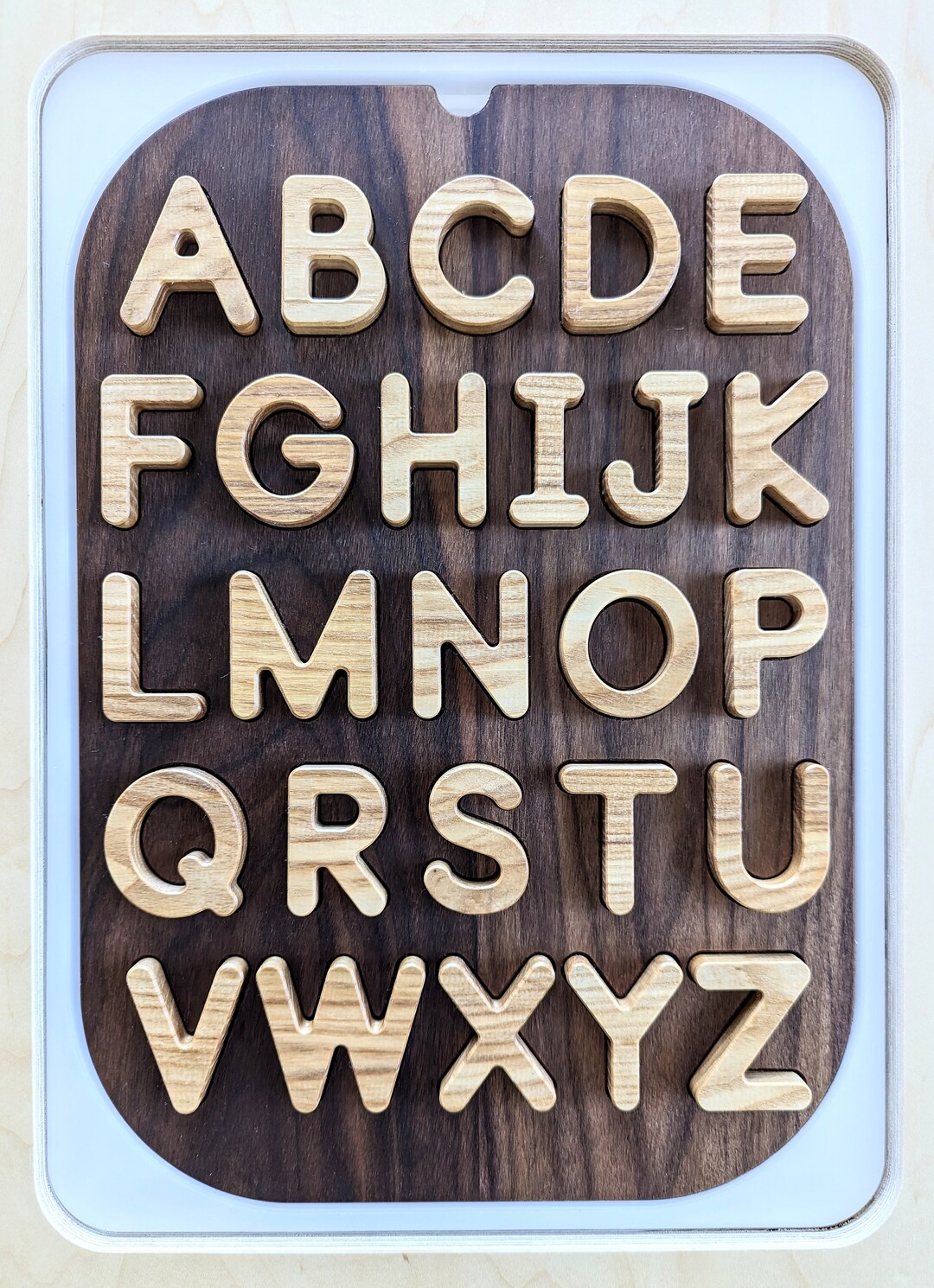 Wood Alphabet Puzzle / Wooden Alphabet / Montessori Alphabet / Alphabet ...