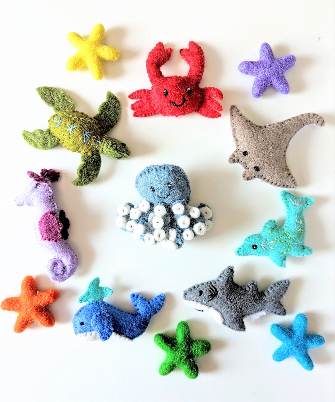 Felt Sea Animals Loose Parts / Ocean Fish Sensory Play Set / Felted ...