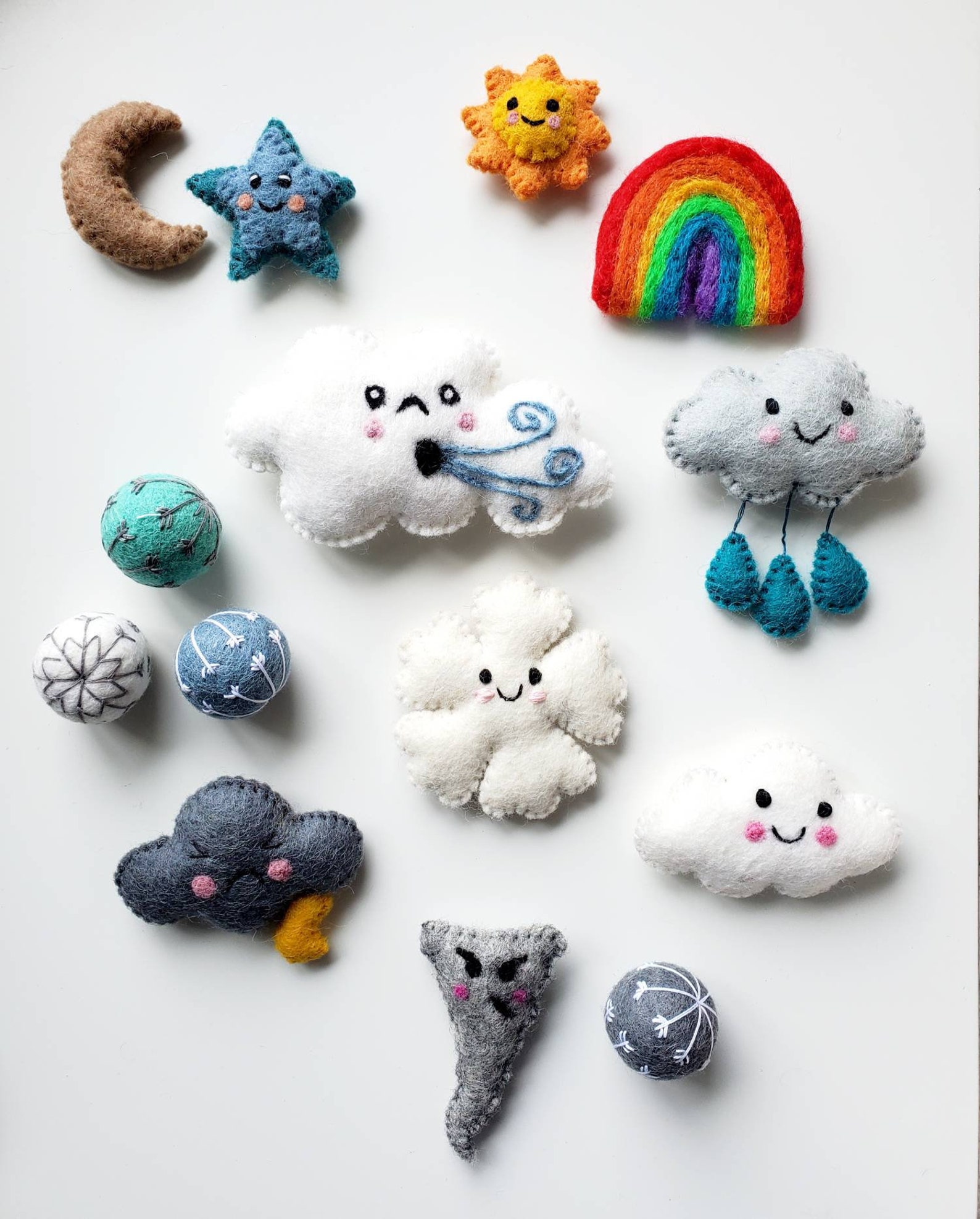 Felt Weather Set / Needle Felted Wool Montessori Weather Chart Loose ...