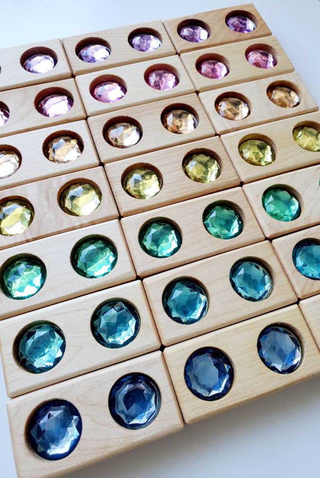 Pastel Gem Blocks / Wood Gem Blocks / Rainbow Gem Blocks Hand Crafted ...