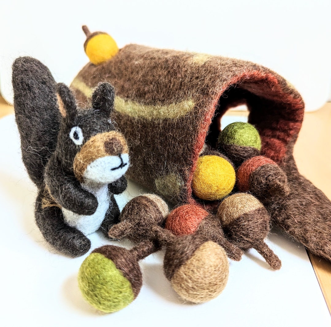 Felt Squirrel Object Permanence Toy / Felted Squirrel for Sensory Bin ...