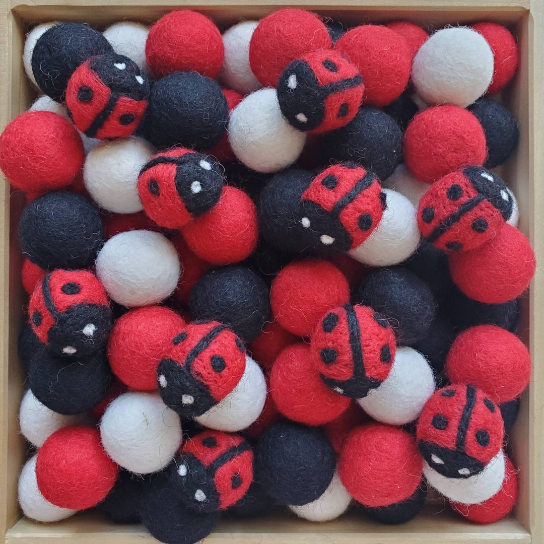 Felt Ladybug Balls / Felt Balls / Felt Ladybugs / Felt Pom Poms / Felt ...