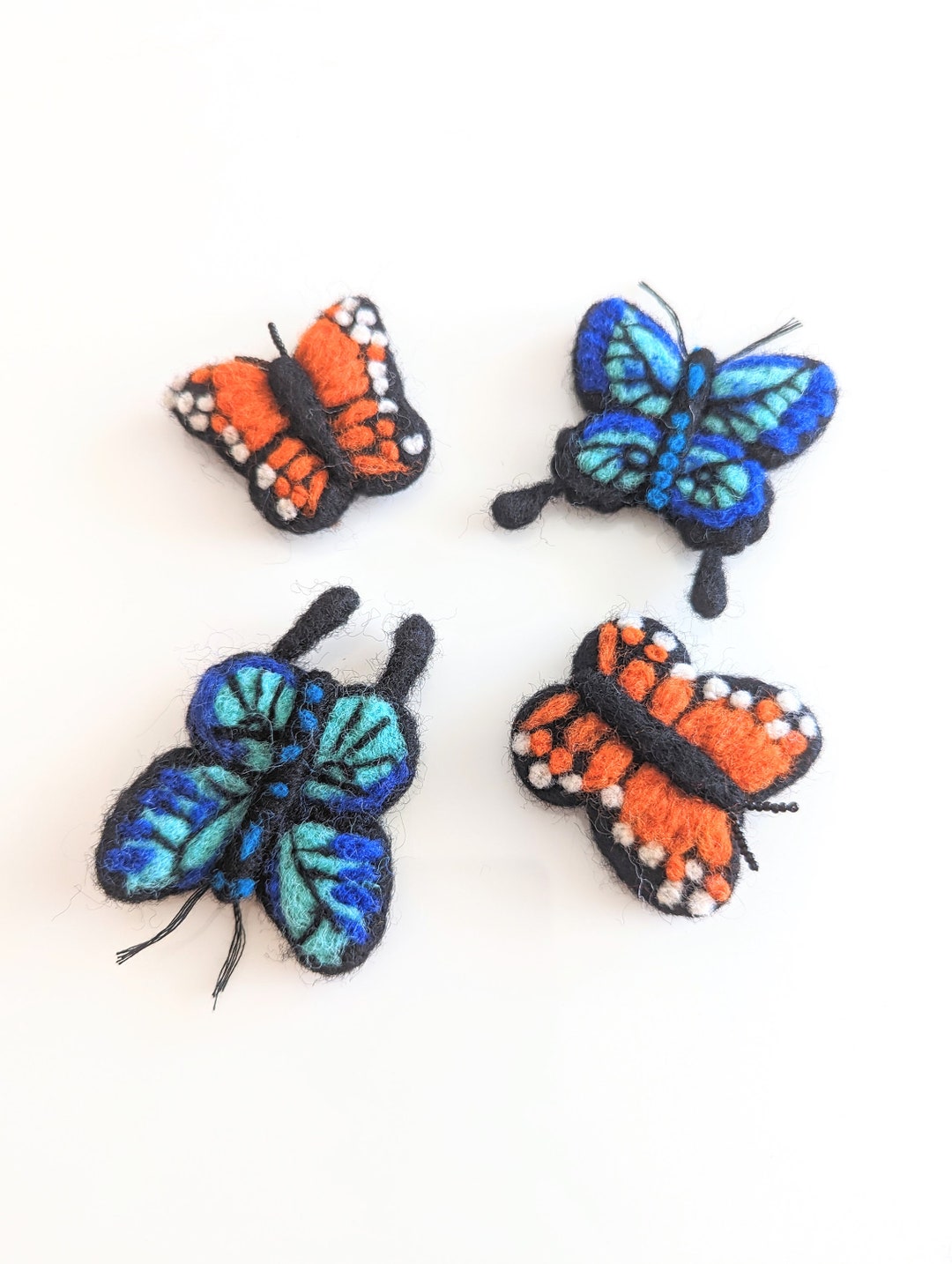 Felt Monarch & Papilio Butterflies Loose Parts / Needle Felted Wool ...