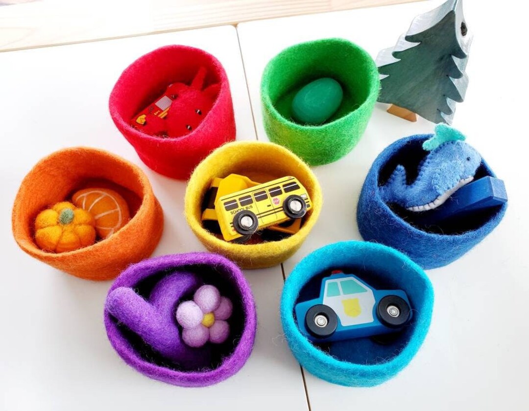 Felt Sorting Bowls / Color Sorting Bowls / Felt Stacking Bowls / Wool ...