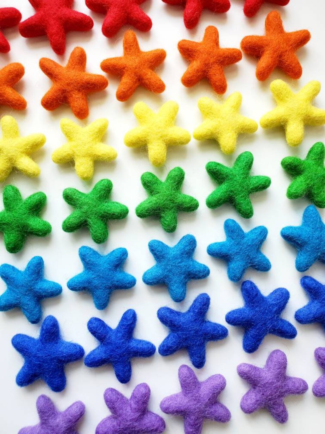 Felt Rainbow Stars Loose Parts / Needle Felted Wool Space or Sea Stars ...