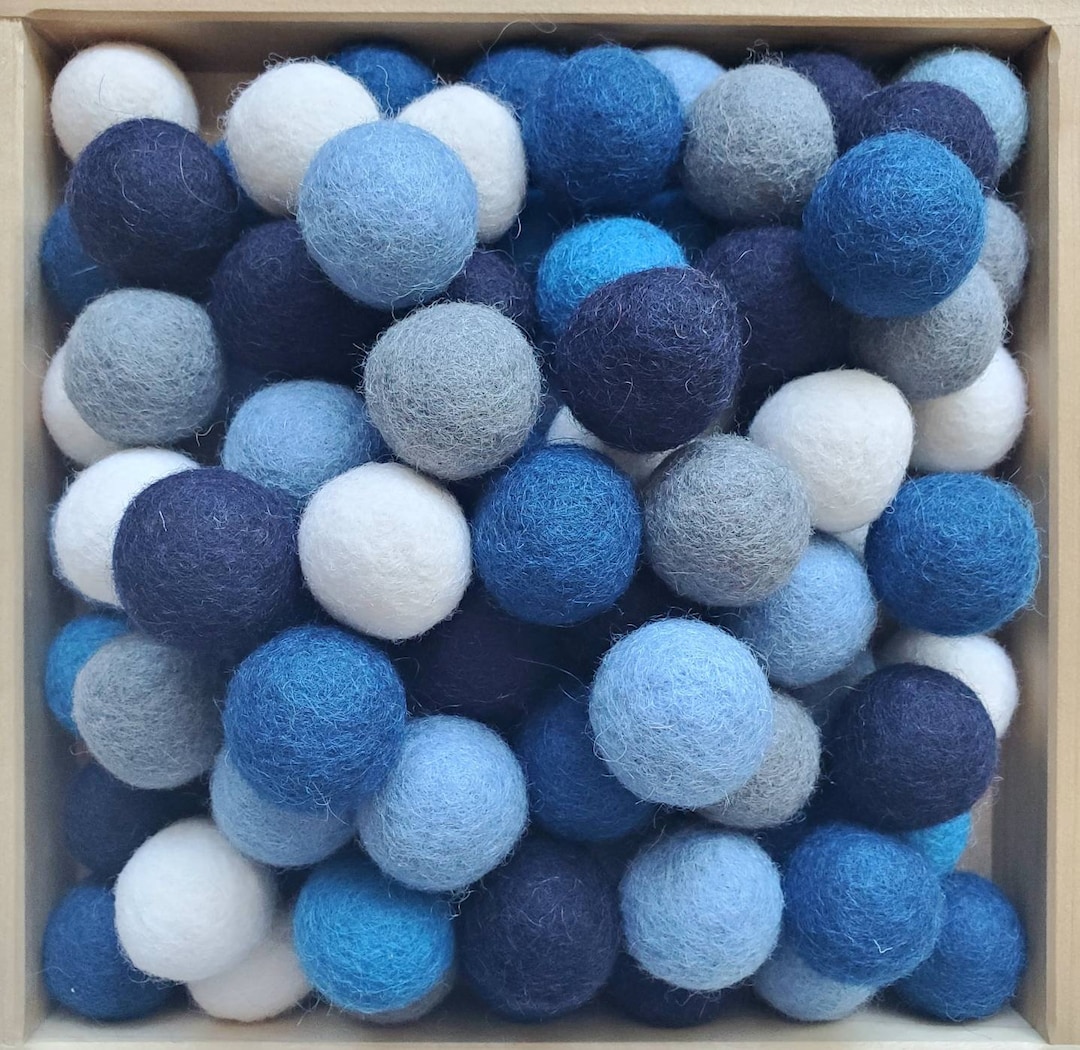 Felt Balls Blue / Felt Balls / Montessori Balls / Felt Pom Poms / Color ...