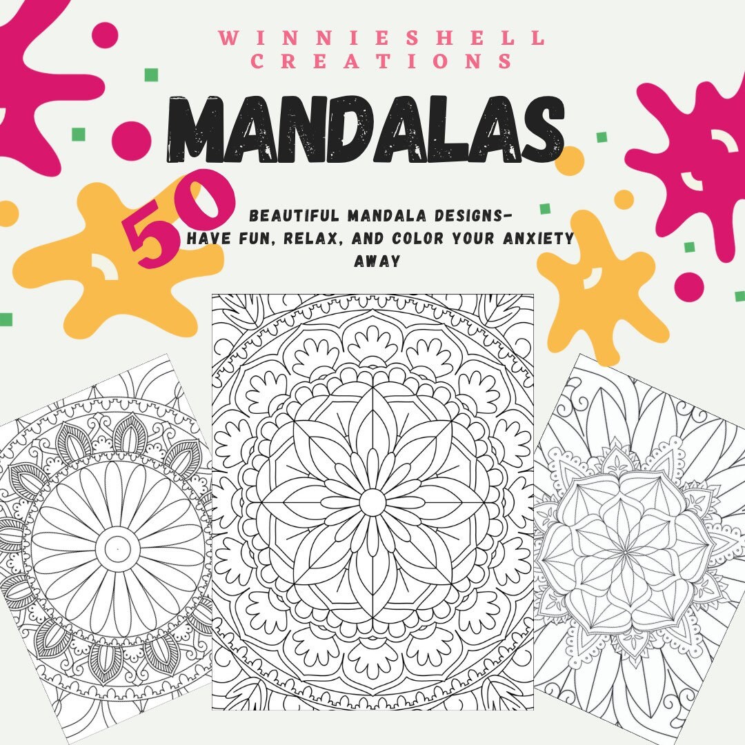 Coloring Book 50 Printable Mandala Designs - Etsy