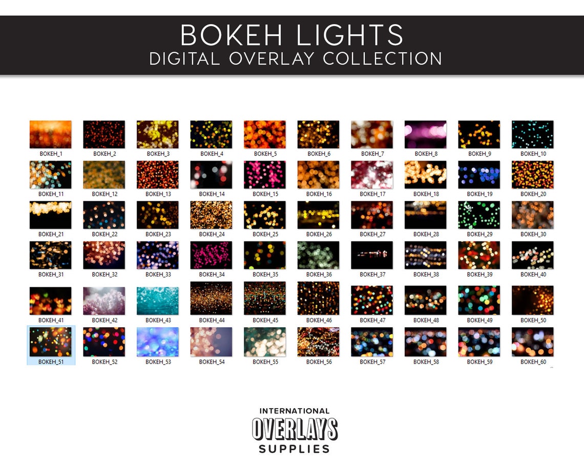 60 BOKEH LIGHTS Overlays, Photoshop Overlay, Gold Bokeh, Sparkle Light Bokeh, Light Leaks ...