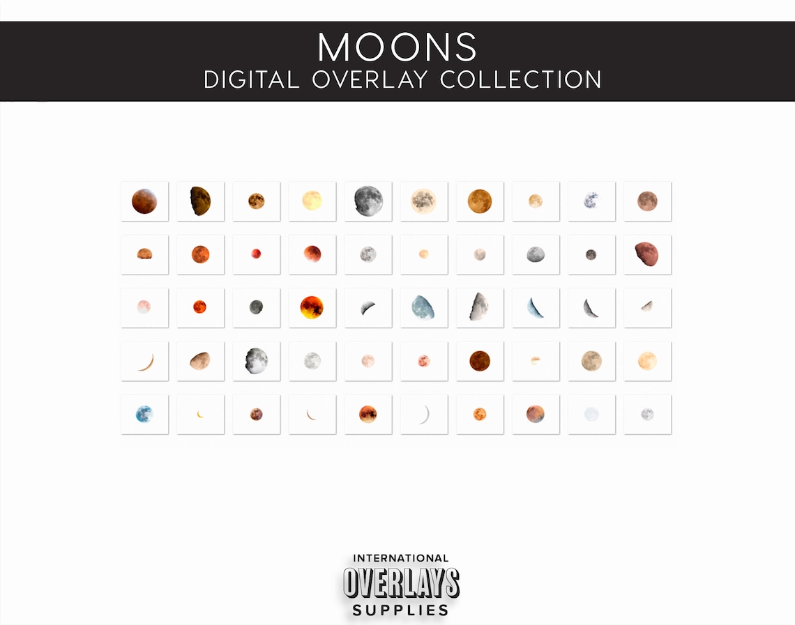 MOON OVERLAYS, Photoshop Overlays, Moon Overlay, Sky Overlay, Moons ...