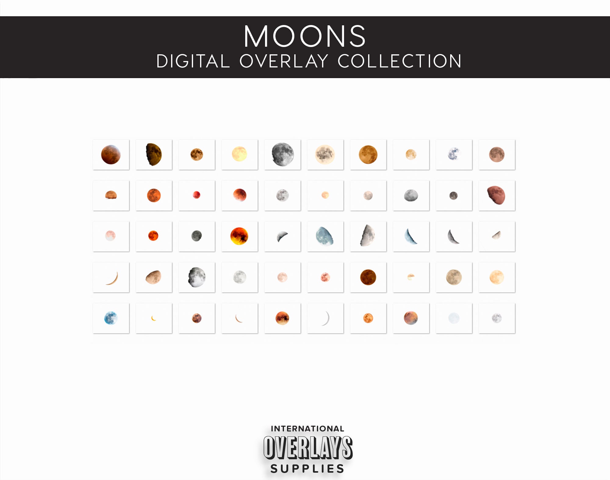 MOON OVERLAYS, Photoshop Overlays, Moon Overlay, Sky Overlay, Moons ...