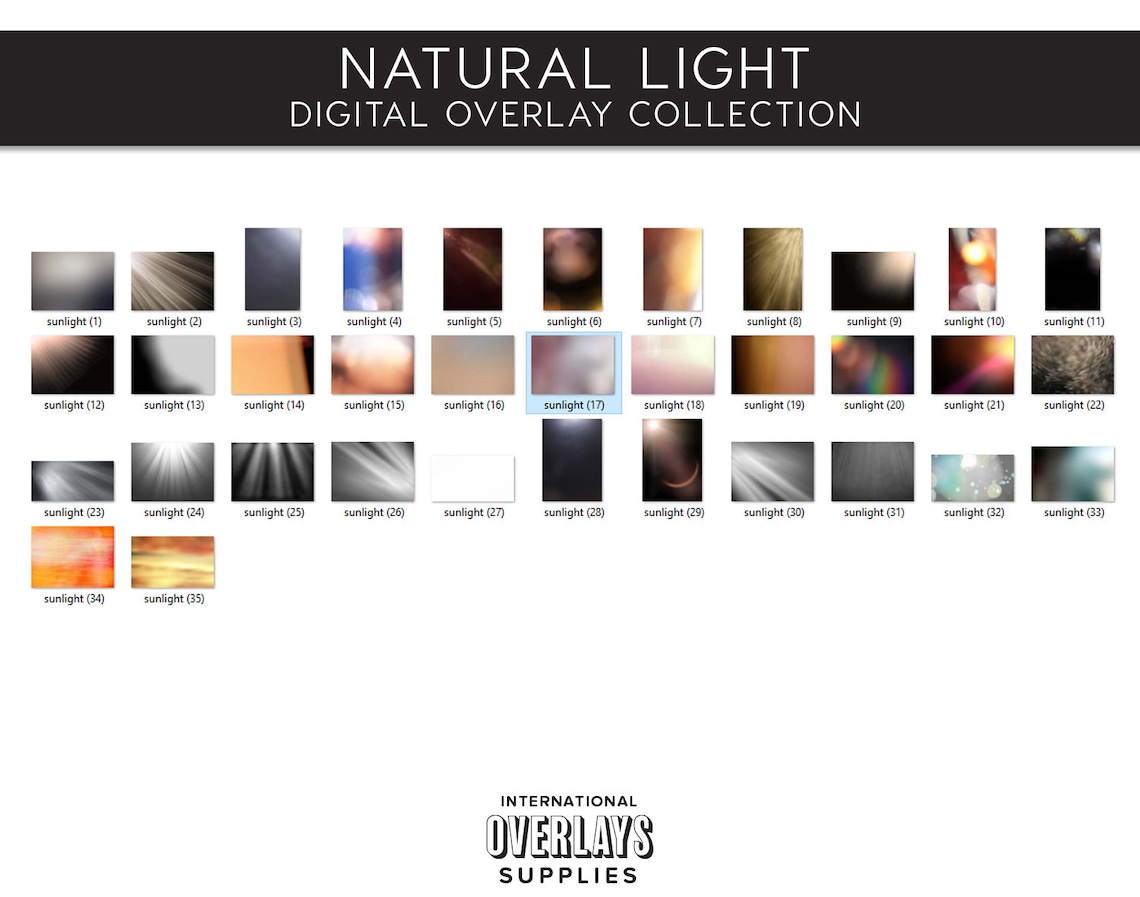 35 NATURAL LIGHT Digital Overlays, Photoshop Overlays, JPG Files ...