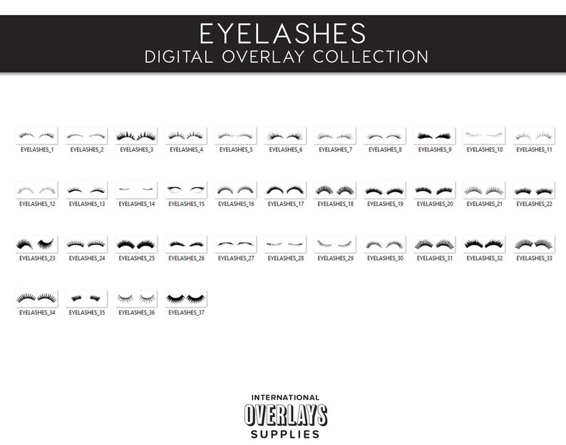 37 EYELASHES Overlays, PNG Files, Photoshop Overlay, Photoshop Overlays ...