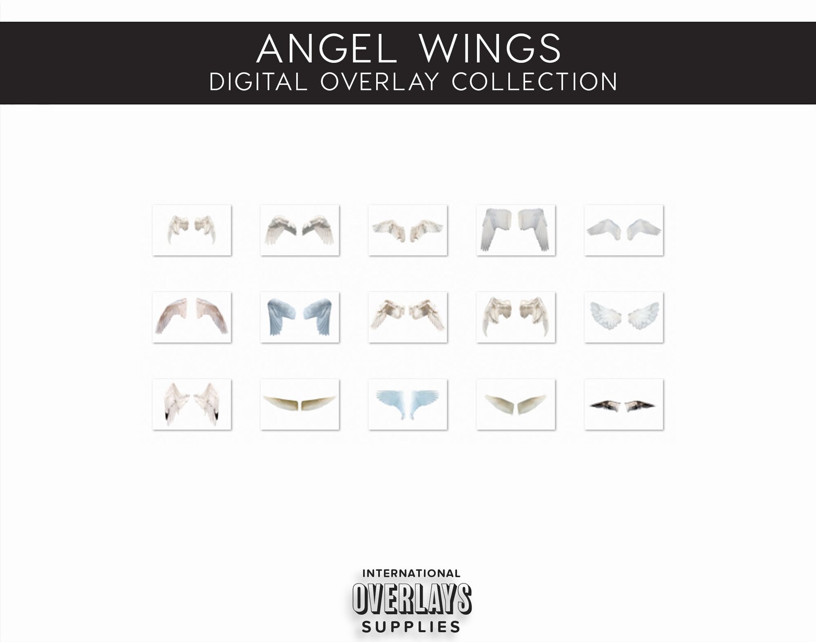 WINGS OVERLAYS, Photoshop Overlays, White Wings, Angel Wings Overlays ...