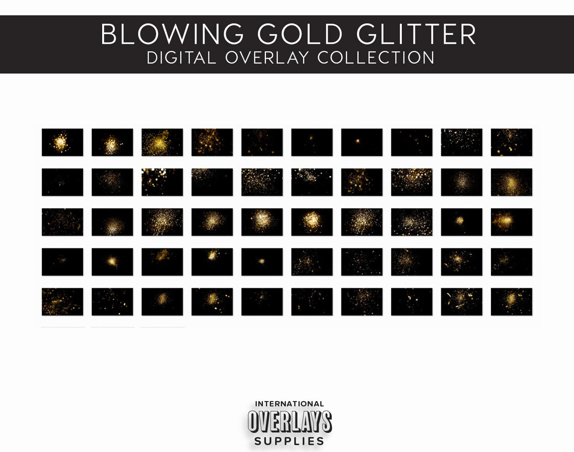 GOLD GLITTER OVERLAYS, Photoshop Overlays, Glitter, Blowing Glitter ...