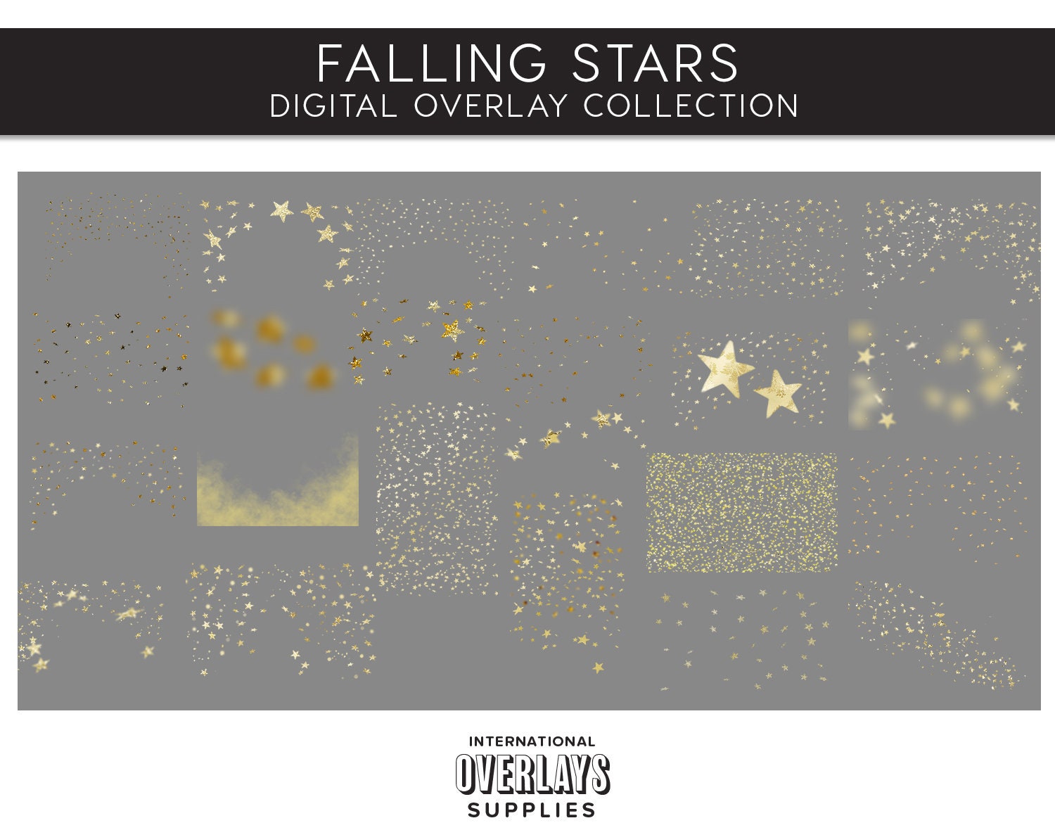 25 FALLING STARS Digital Overlays, Photoshop Overlays, Confetti, Stars ...