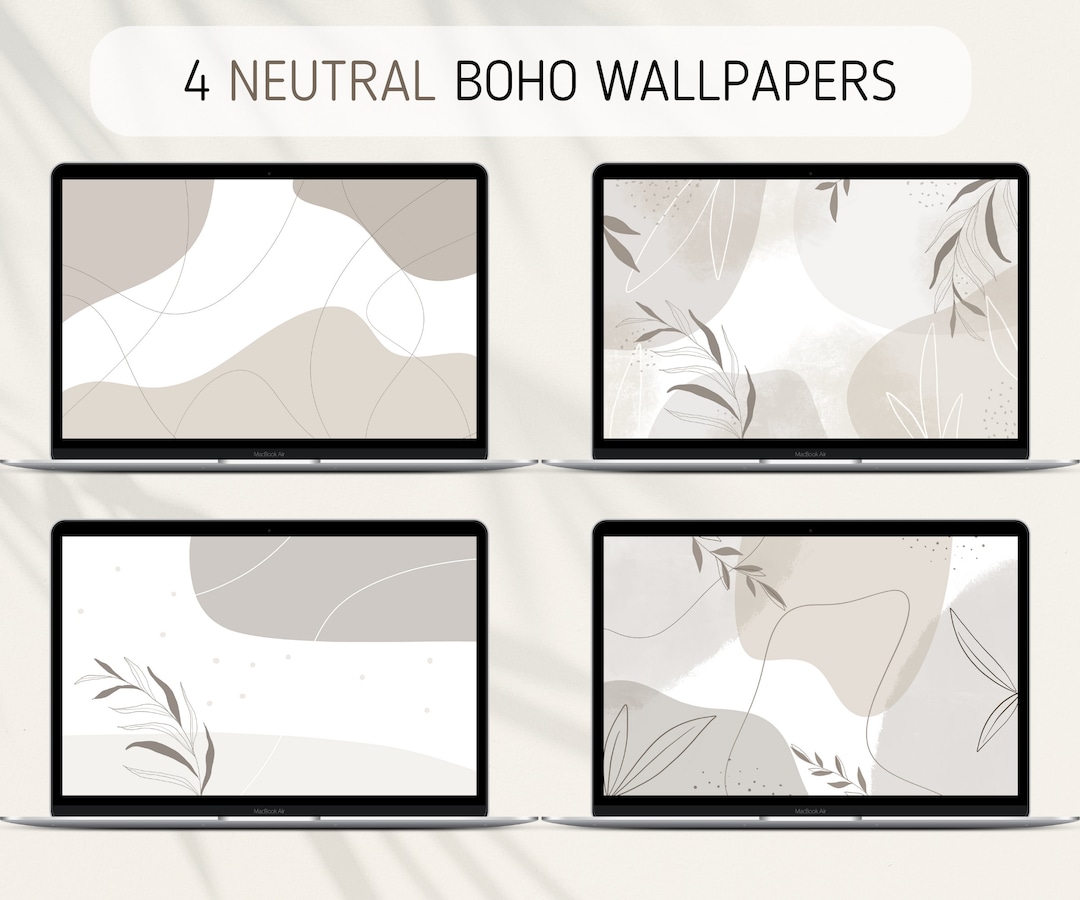 4 Boho Desktop Wallpapers Bundle | Minimalist Aesthetic Backgrounds for ...