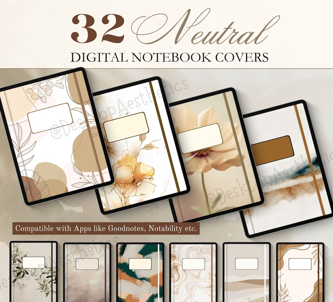 Buy 32 Neutral Goodnotes Covers, Digital Notebook Covers, Boho ...