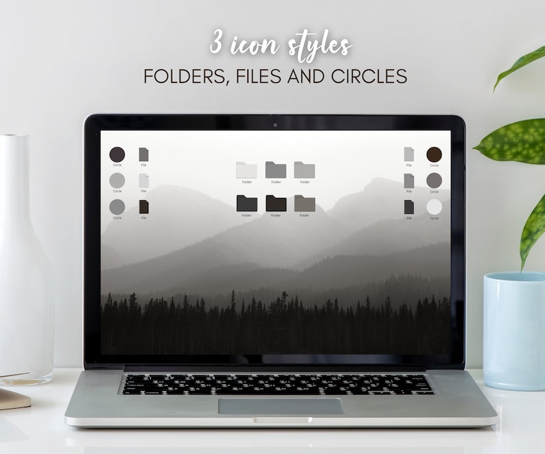 27 Black N White Desktop Folder Icons for MACBOOK and WINDOWS - Etsy