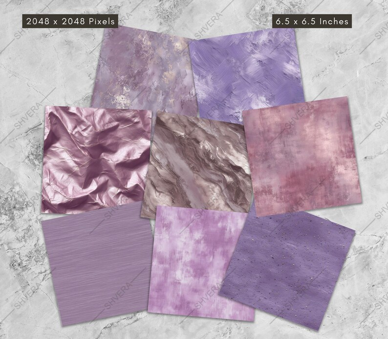 32 Seamless Luxury Purple Digital Paper Bundle, Purple and Gold Marble ...
